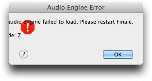 Audio Engine Error Dialog Box