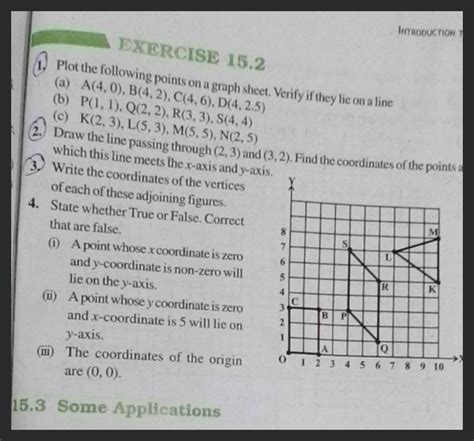 EXERCISE Lirraoducrion Plot The Following Points On A Graph Sheet