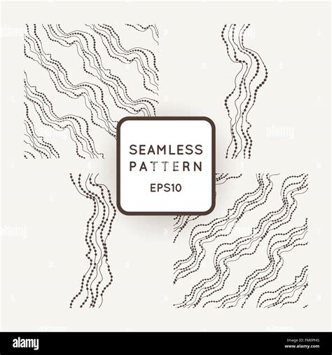 Set Of Vector Seamless Pattern Of Curved Lines Strung With Beads Stock