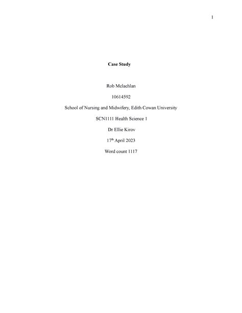 Assignment Scenarios 1 Case Study Rob Mclachlan 10614592 School Of