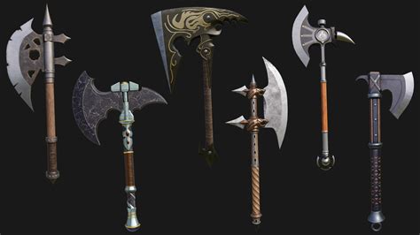3d 6 Battle Axes Collection All Pbr Unity Ue Textures Model Turbosquid 2094665
