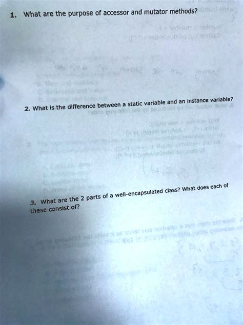 Solved 1 What Are The Purposes Of Accessor And Mutator Methods 2