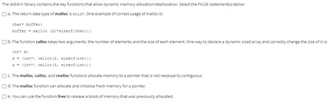 Solved The Stdlibh Library Contains The Key Functions That