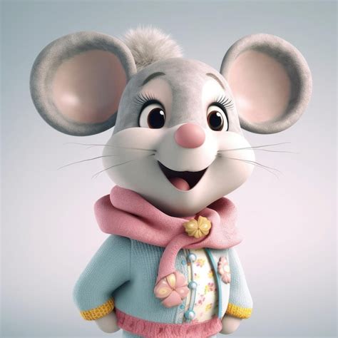 Premium Ai Image 3d Cartoon Mouse Portrait Wearing Clothes Glasses