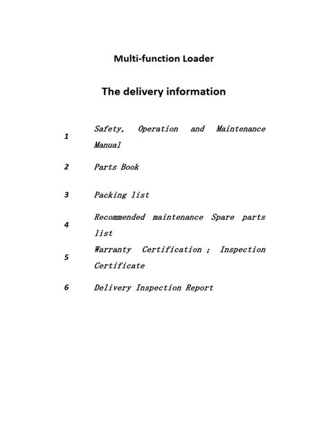 Multi Function Loader Pdf Loader Equipment Vehicles