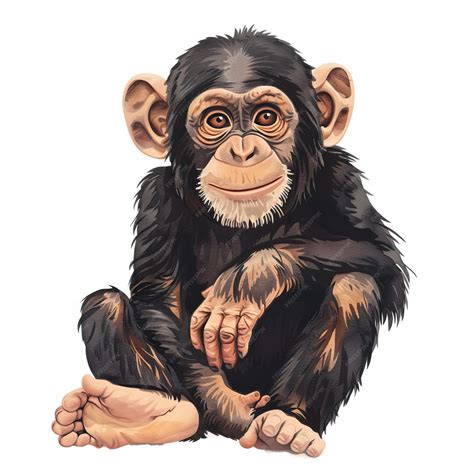 Premium Vector Chimpanzee Clipart Cute Clip Art Flat Illustration Cartoo