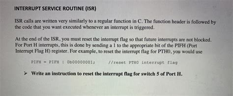 Solved Interrupt Service Routine Isr Isr Calls Are Written