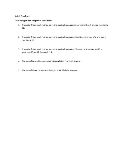 Unit 4 Problems 2020 Introduction Pathophysiology Unit 4 ProblemsTranslating And Solving