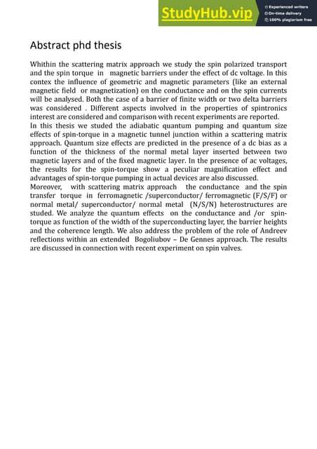 Abstract Of Phd Thesis Pdf