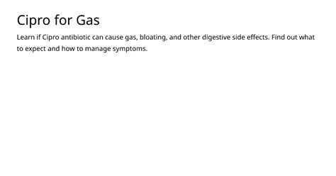 Cipro For Gas Meds Is