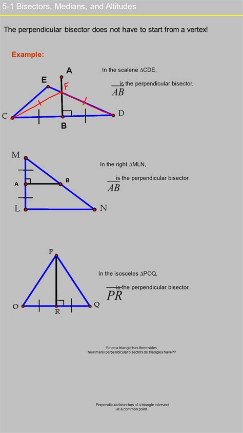 5 1 Bisectors Medians And Altitudes 1 Identify And Use Worksheets Library