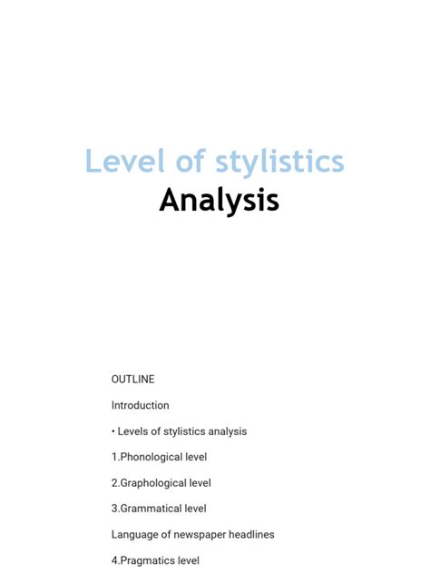 Levels Of Stylistic Analysis Pdf