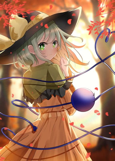 Amane Alice Komeiji Koishi Touhou Highres Girl Autumn Autumn Leaves Black Hat Blurry