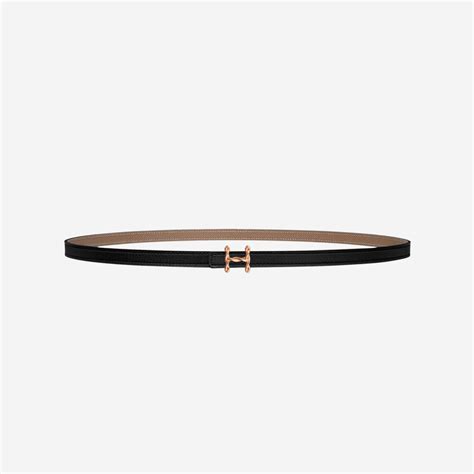 W 에르메스 H 토르사드 벨트 버클 And 리버서블 가죽 스트랩 13mm And 핑크 골드 누아 에뚜쁘 Hermes Kream
