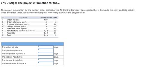 Solved EX Algo From The Following Information Chegg Com