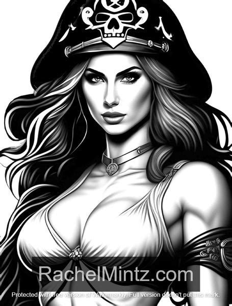 Sexy Pirates Grayscale Gorgeous Women Pirates Luscious Sailors Ai