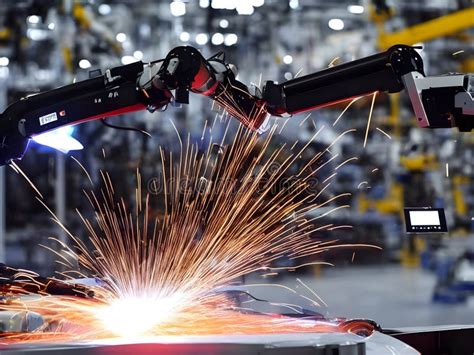 Modern High Tech Industrial Robotic Arm On The Factor Generative Ai Stock Illustration