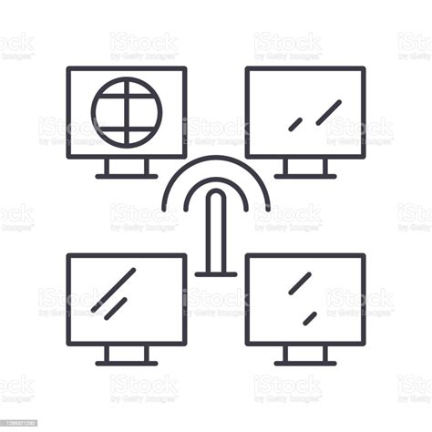 네트워크 연결 개념 아이콘 선형 격리 된 그림 얇은 줄 벡터 웹 디자인 기호 흰색 배경에 편집 가능한 스트로크와 개요 개념 기호 개념에 대한 스톡 벡터 아트 및 기타 이미지