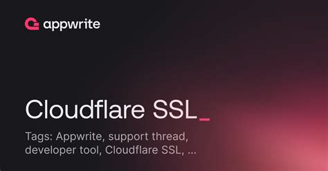 Cloudflare Ssl Threads Appwrite