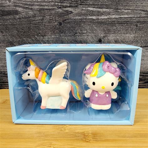 Hello Kitty Unicorn Rainbows Salt Pepper Set Collectible Ceramic By Bl