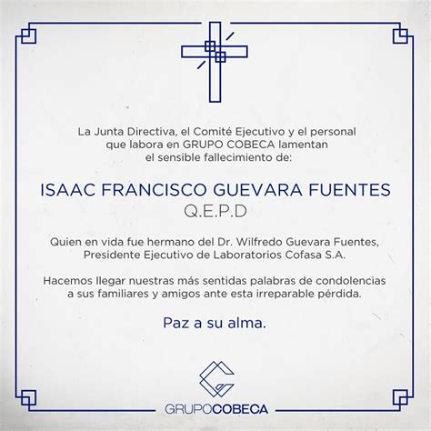 Obituario Isaac Francisco Guevara Fuentes
