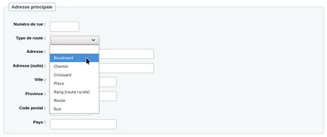 Ajouter Un Menu Déroulant Type De Route Dans Le Formulaire De Saisie Dun Utilisateur