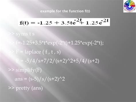 Differential Equation And Laplace Transformation With Matlab Ppt