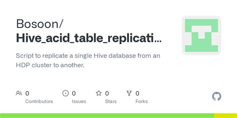 Github Bosoonhiveacidtablereplication Script To Replicate A