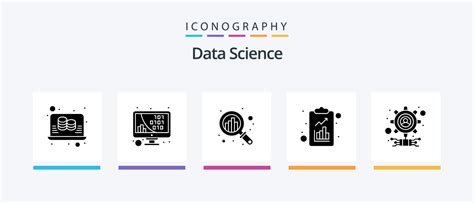 Data Science Glyph 5 Icon Pack Including Science Check List Monitor Data Growth Creative