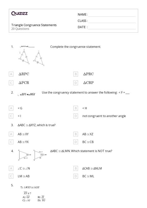 50 Congruence Worksheets For 10th Grade On Quizizz Free And Printable