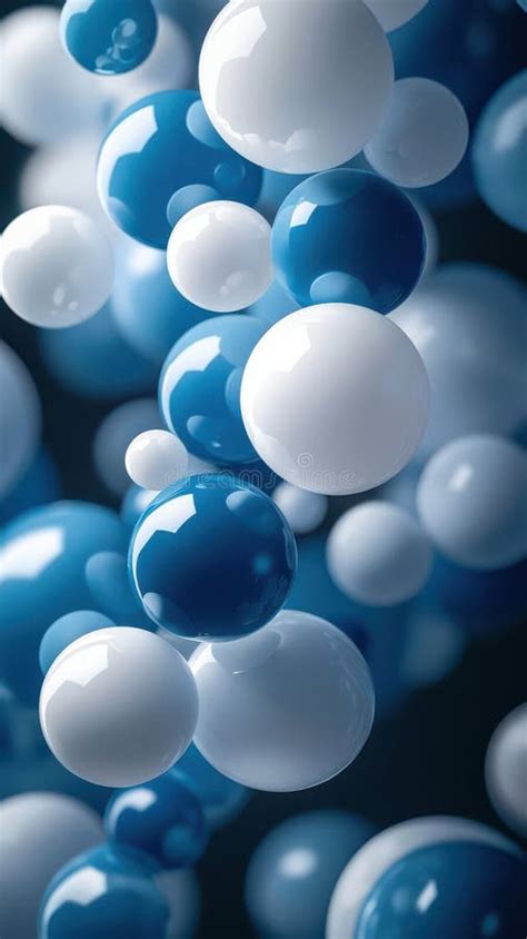 Abstract Pattern Of Blue And White Spheres With Flowing Textures And Dynamic Waves Creating A