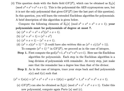 solved this question deals with the finite field gf 28