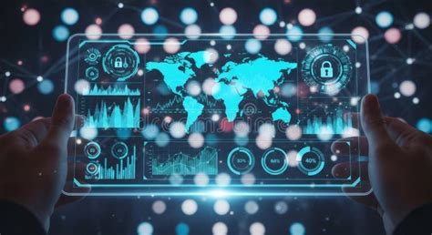 Global Digital Security Interface Futuristic Technology With World Map