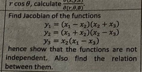 Find Jacobian Of The Functions Begin Array L Y 1 Left X