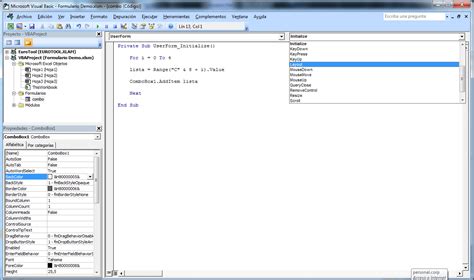 mini aplicaciones en excel formulario activex con combobox