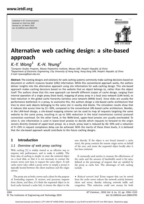 Pdf Alternative Web Caching Design A Site Based Approach