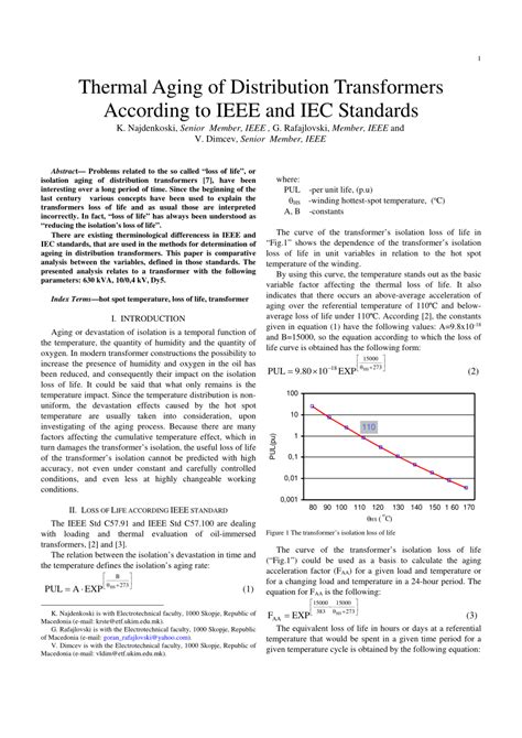 Pdf Thermal Aging Of Distribution Transformers According To Ieee And Iec Standards