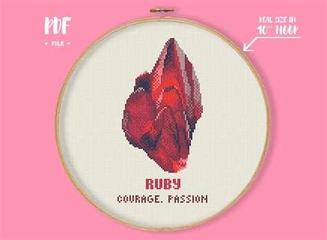 Ruby Cross Stitch Pattern Courage And Passion Talisman July Etsy