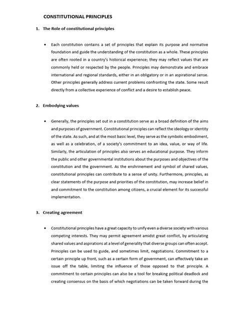 Constitutional Principles An Overview Pdf Constitution Experience