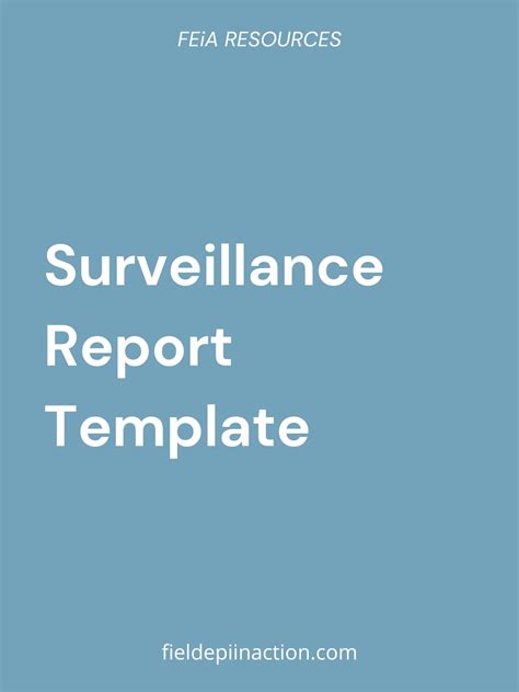 Surveillance Report Template — Field Epidemiology In Action