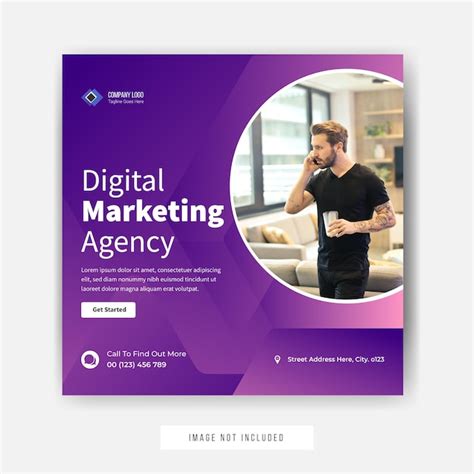 디지털 마케팅 대행사 소셜 미디어 프로모션 포스트 템플릿 디자인 프리미엄 벡터