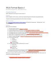 DLA M 7 MLA Format Basics I A Pdf MLA Format Basics I Directed Learning ActivityMLA