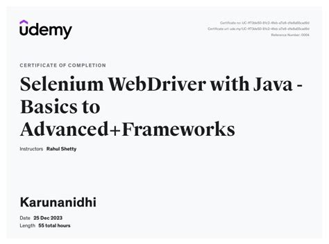 Karunanidhi Ethiraj On Linkedin Completion Certificate For Selenium Webdriver With Java