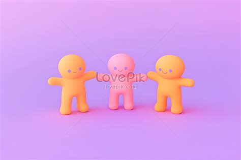 세 명의 작은 사람이 손을 잡고 있다 일러스트 무료 다운로드 Lovepik