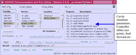 Doocs Server Window For The Tesla Simcon Operation Example This Server
