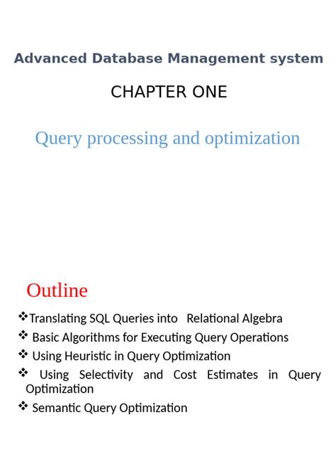 Chapter 1 Query Processing And Optimization Pdf Databases