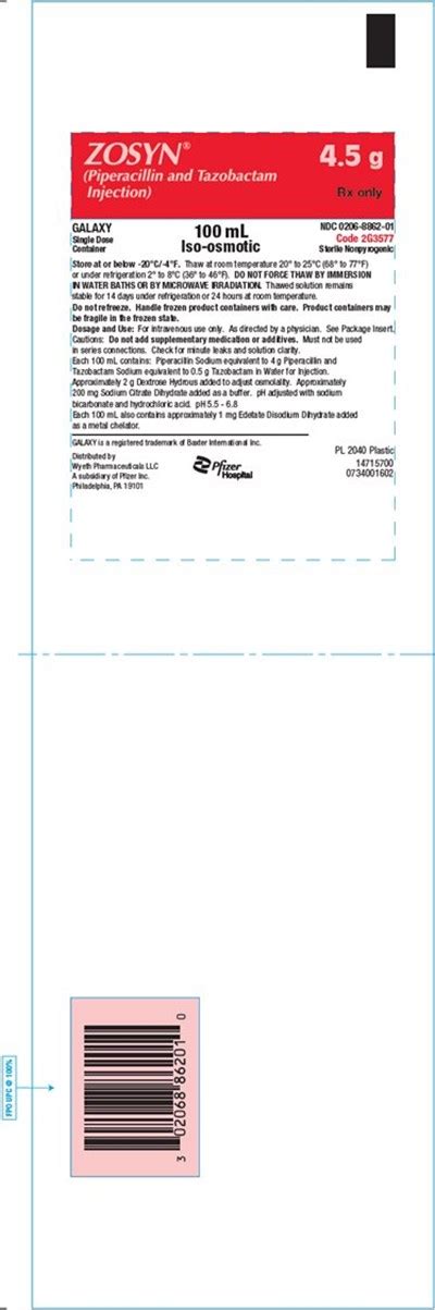 Fda Label For Zosyn In Galaxy Containers Injection Solution