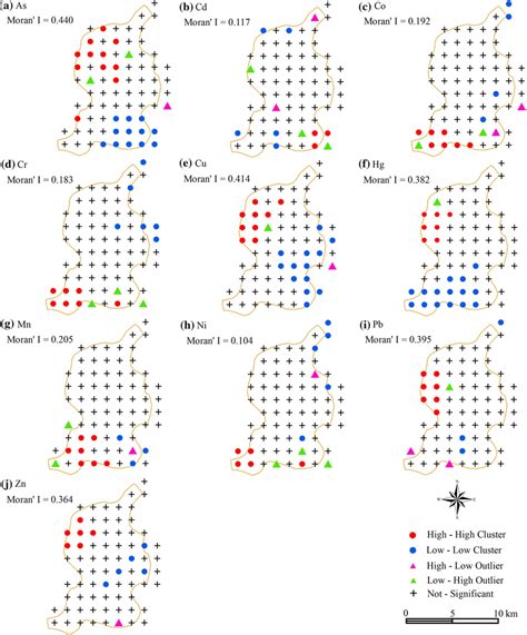 the local indicator of spatial autocorrelation lisa maps of ptes in