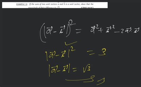 Example 13 If The Sum Of Two Unit Vectors A And B Is A Unit Vector Show
