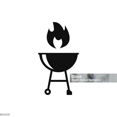 불꽃 아이콘 바베 큐 그릴 사인 고기와 음식 기호입니다 흰색 배경에 고립 된 바베 큐 아이콘입니다 굽기에 대한 스톡 벡터 아트
